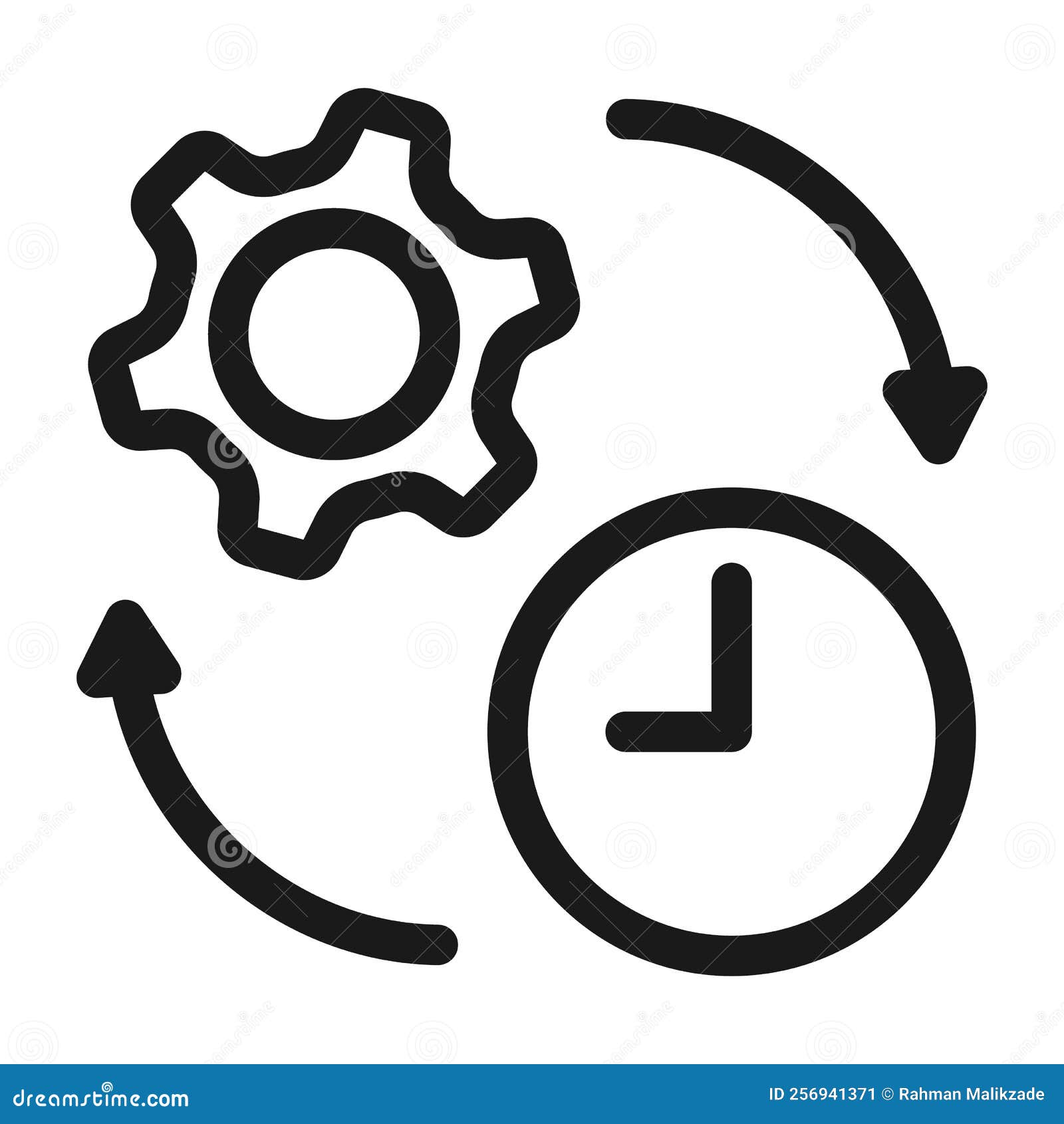 Time Management Line, Gear with Time Icon. Work Process Vector ...