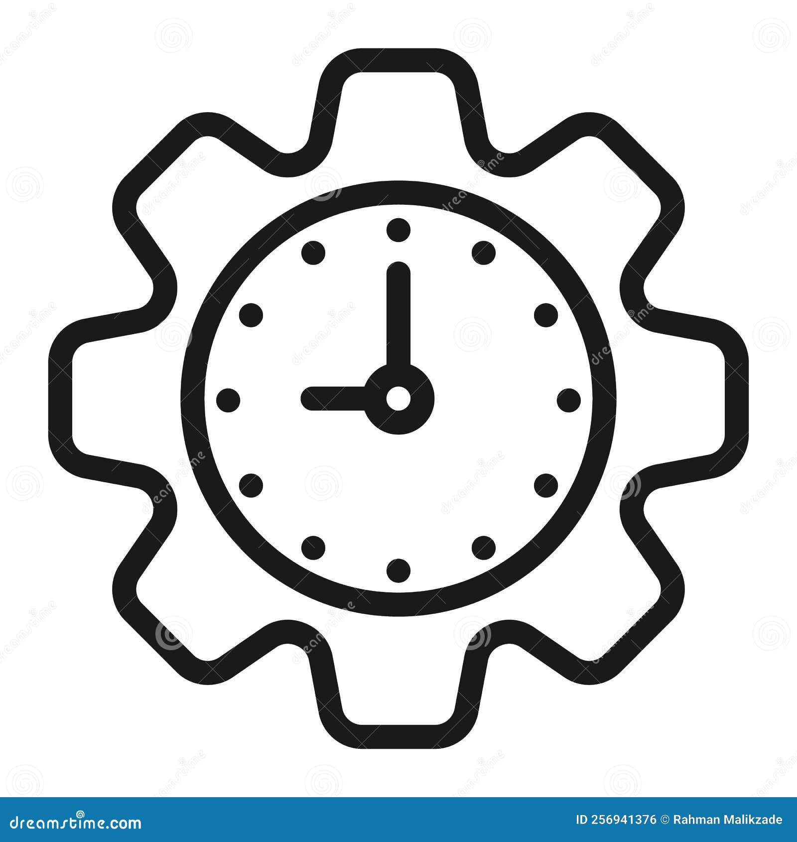 Time Management Line, Gear with Time Icon. Work Process Vector ...