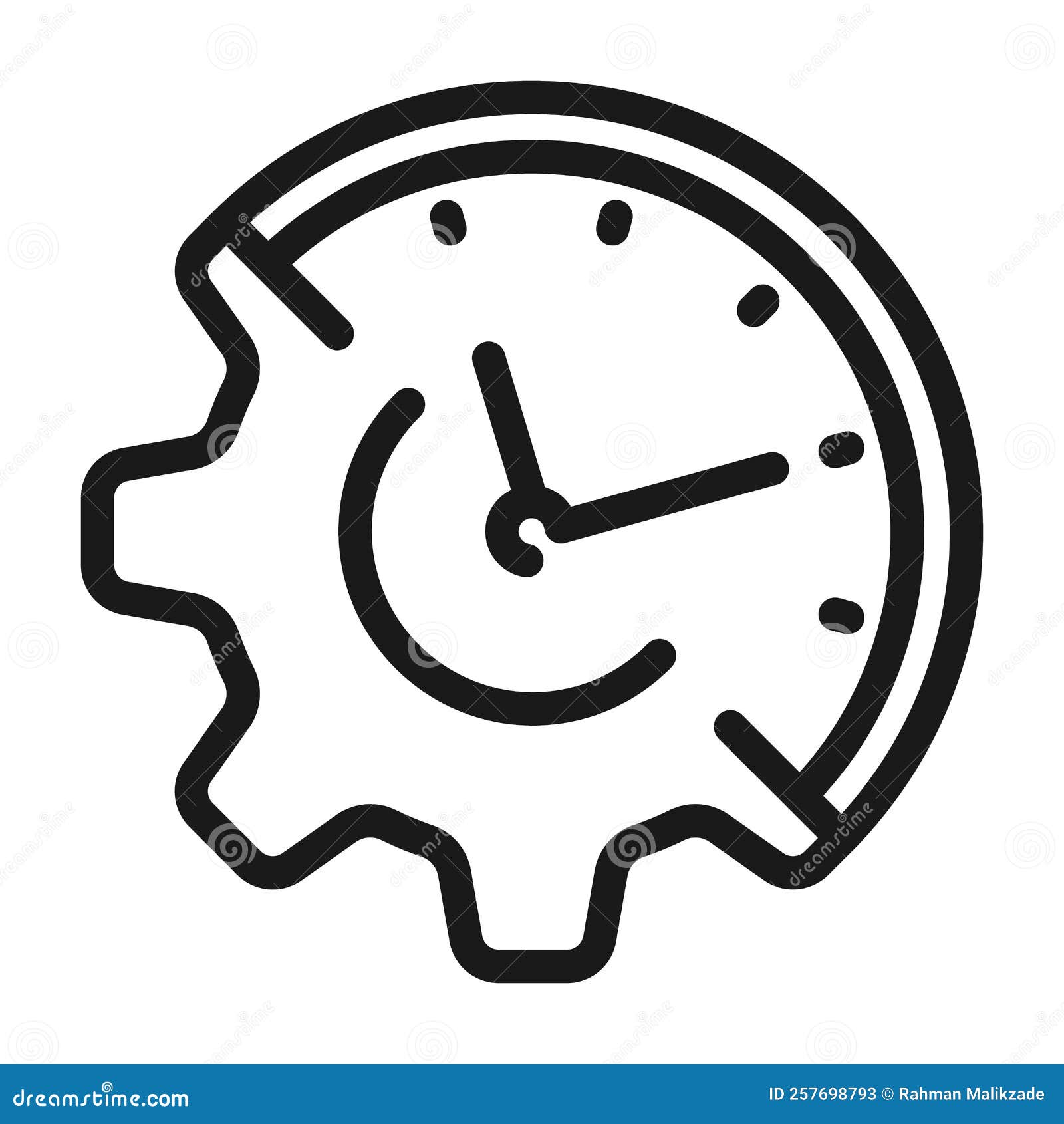 Time Management Line, Gear with Time Icon. Work Process Vector ...