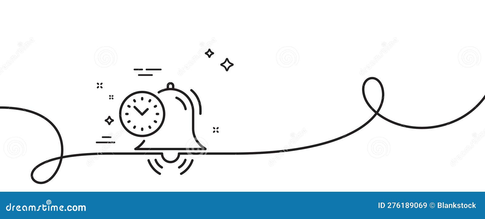 Time Management Line Icon. Alarm Clock Sign. Watch. Continuous Line with Curl. Vector Stock ...