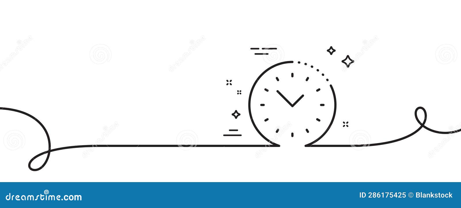 Time Management Line Icon. Clock Sign. Watch. Continuous Line with Curl. Vector Stock ...