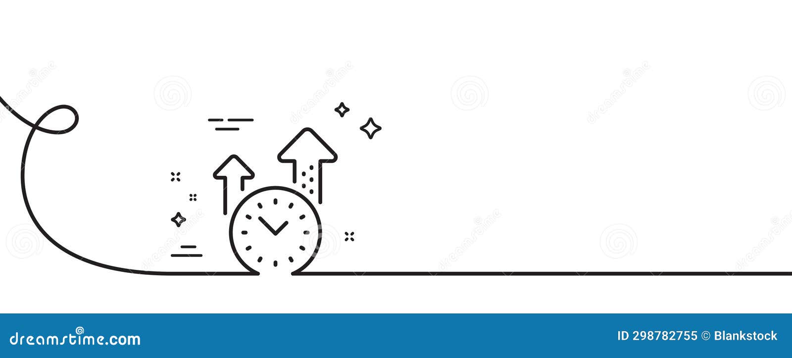 Time Management Line Icon. Clock Sign. Watch. Continuous Line with Curl ...