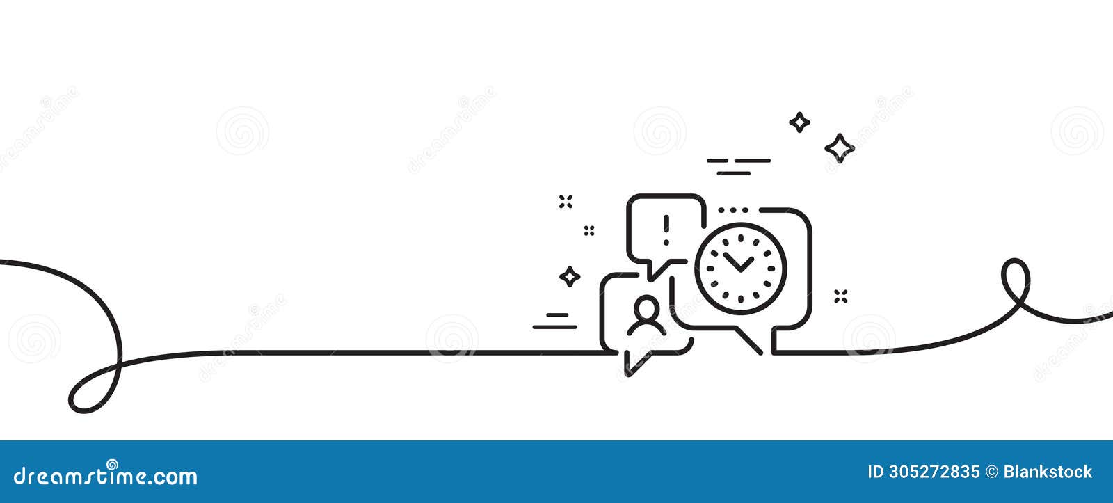 Time Management Line Icon. Clock Sign. Watch. Continuous Line with Curl ...