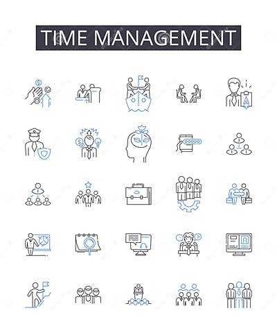 Time Management Line Icons Collection. Goal Setting, Task Scheduling ...