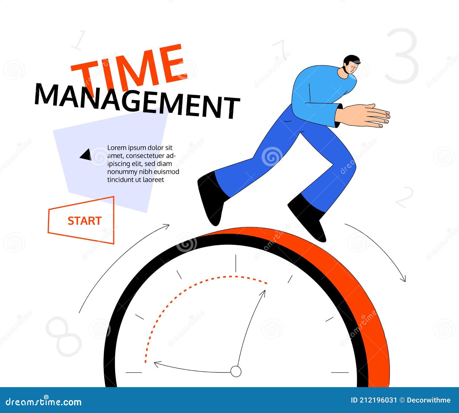 Time Management - Modern Colorful Line Design Style Web Banner Stock ...