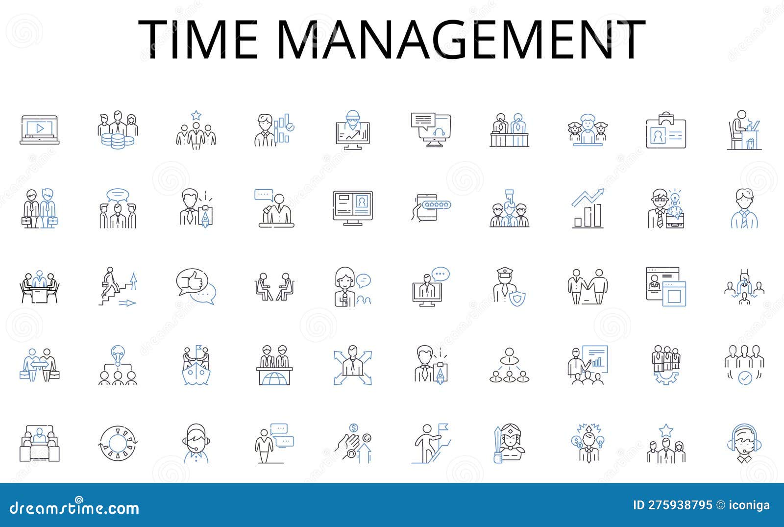 Time Management Line Icons Collection. Coaching, Training, Mentoring ...