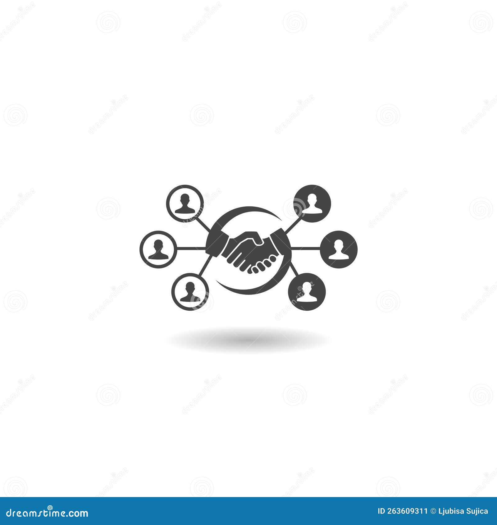 Time Management Partnership Handshake Icon with Shadow Stock Vector ...