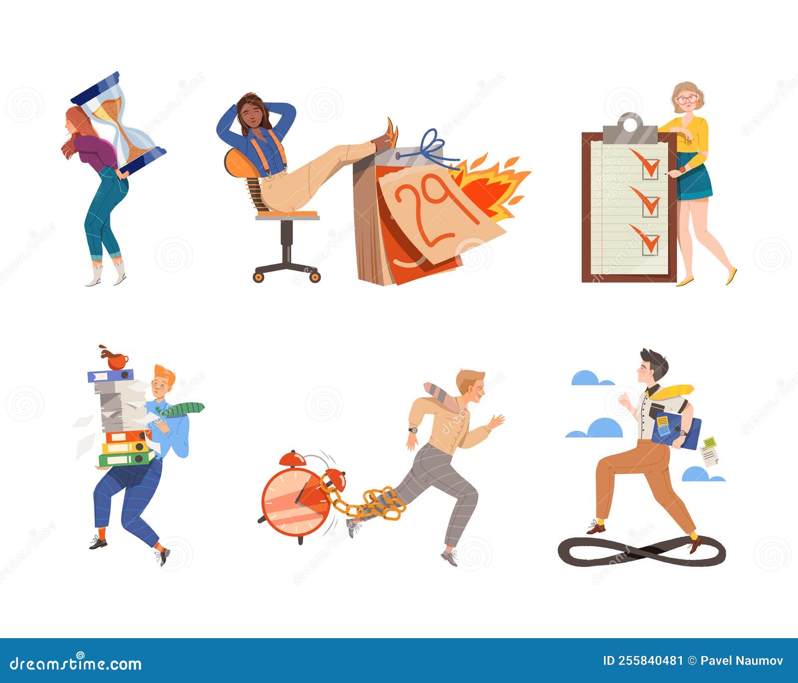 Time Management with People Characters Multitasking and Organizing ...