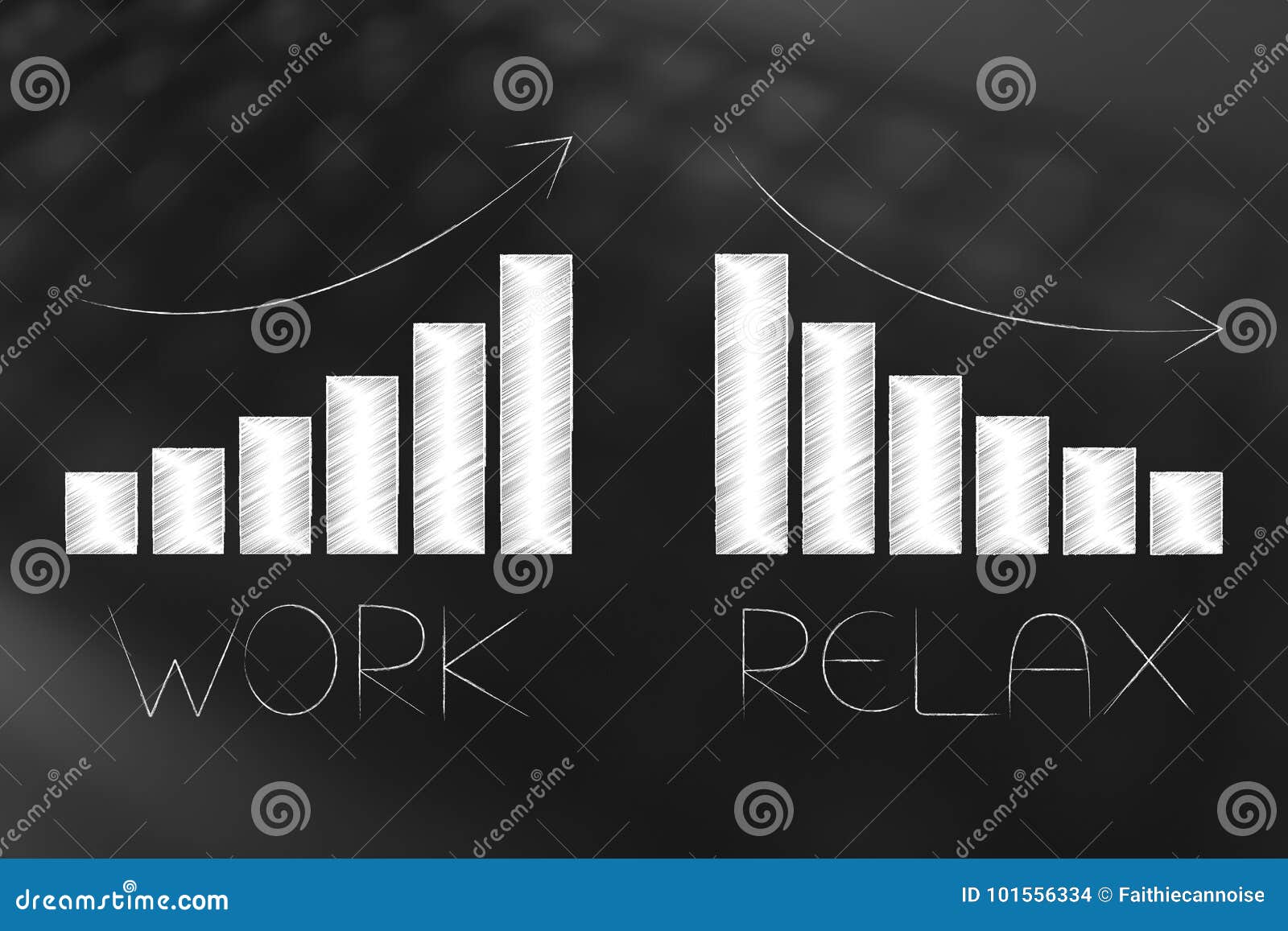 Bar Graph with Work Increasing and Relax Decreasing Stock Illustration ...