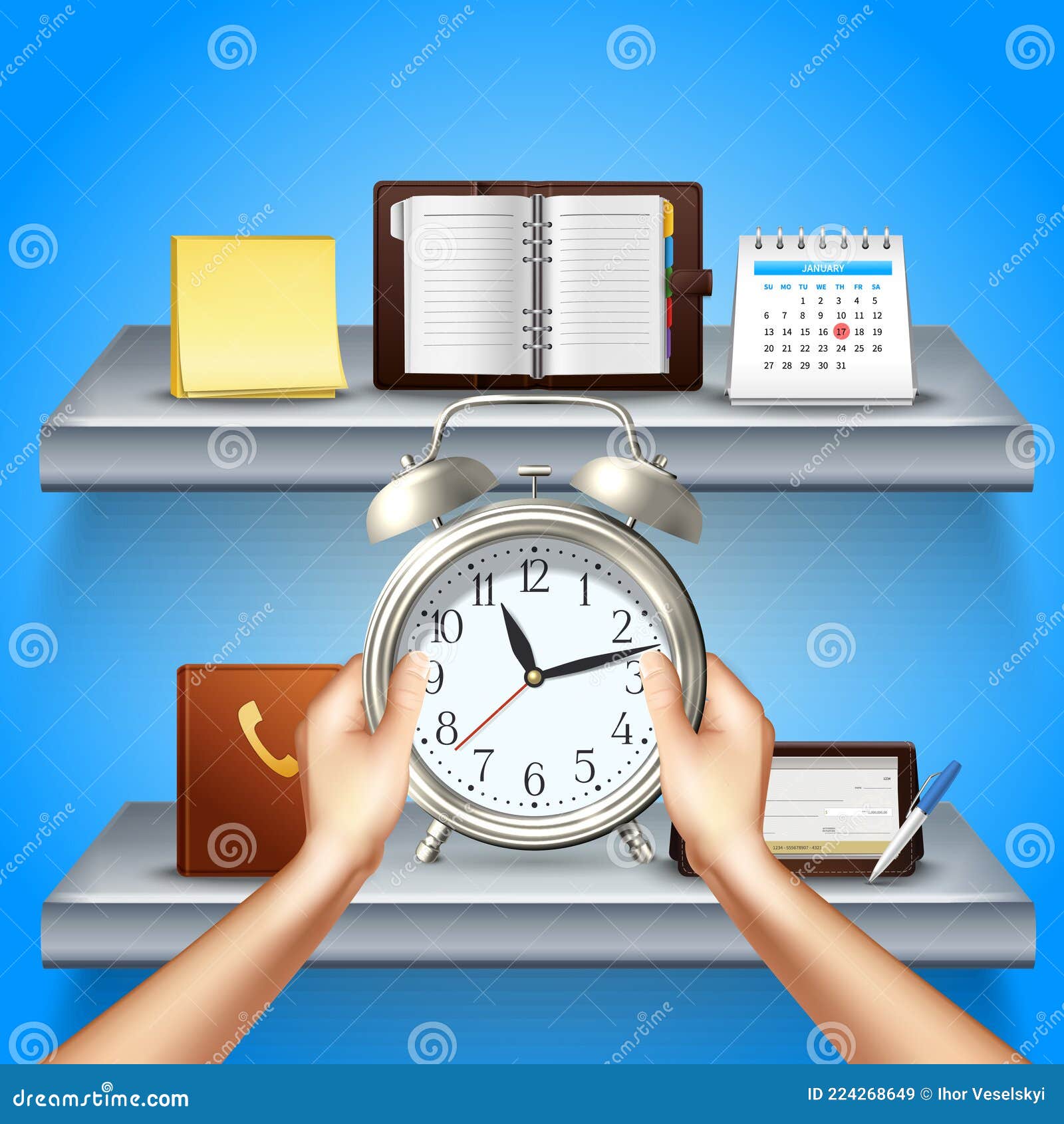 Time Management Realistic 3d Composition Stock Vector - Illustration of ...