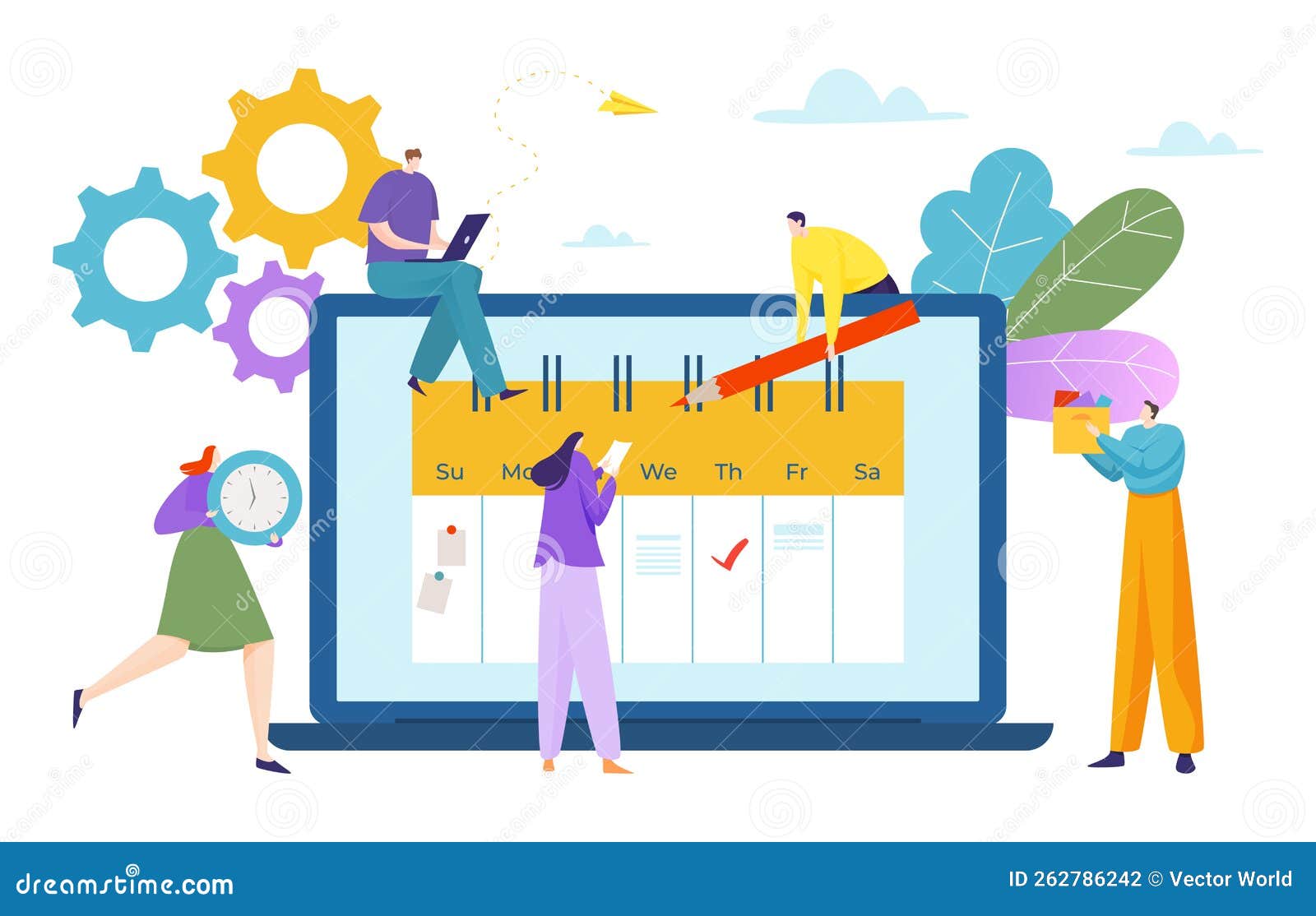 Time Management Scheduler Weekly Planner, Tiny Character People ...