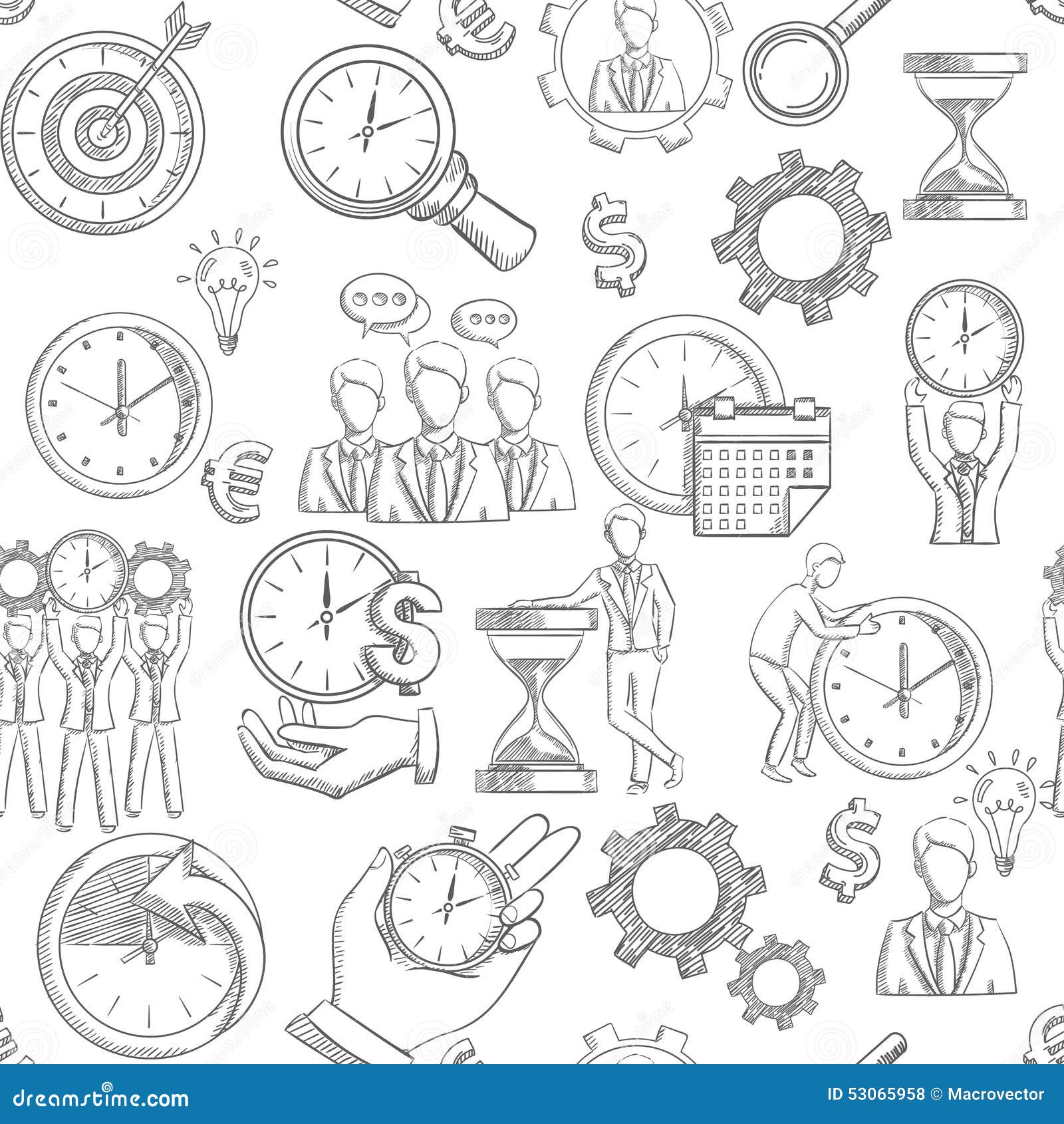 Time Management Seamless stock vector. Illustration of schedule - 53065958