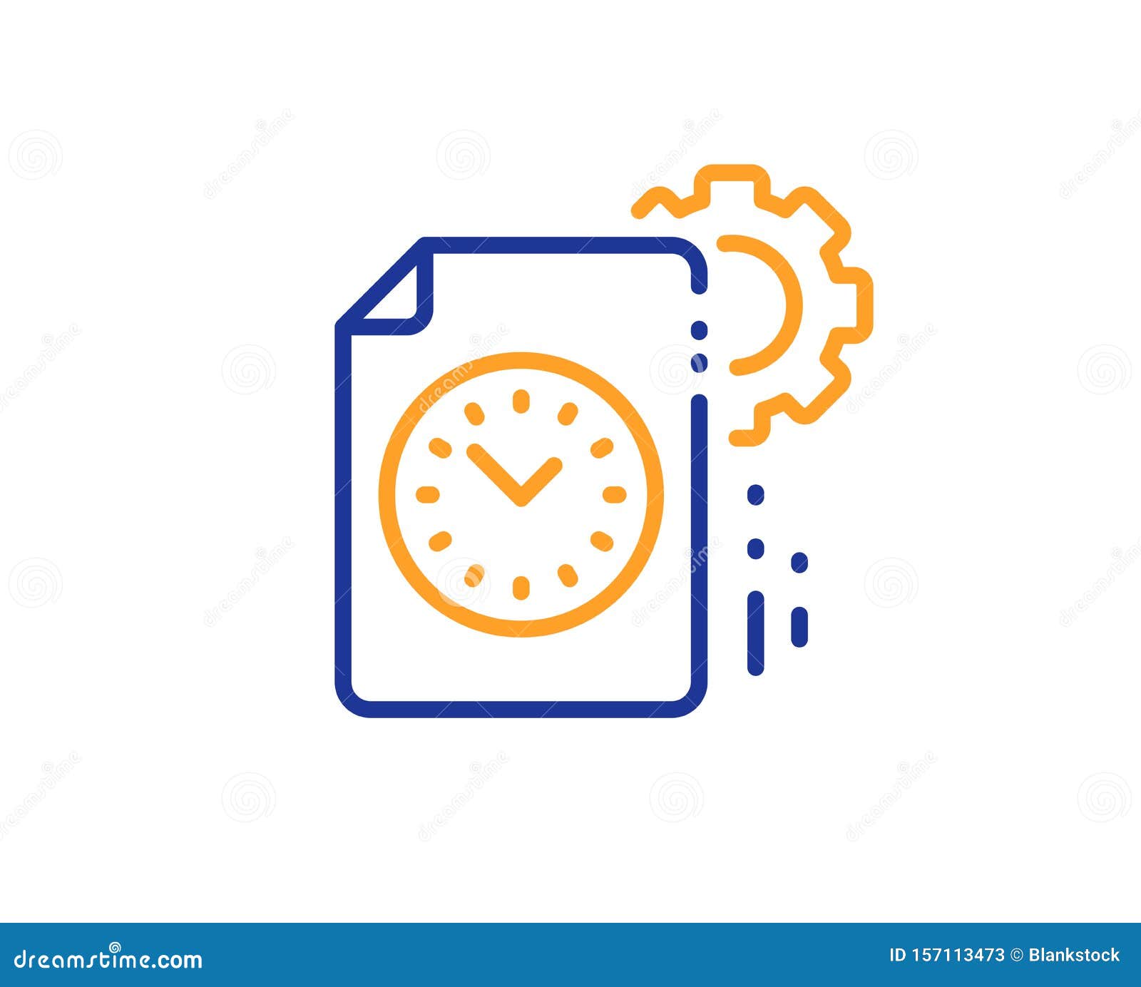 Project Deadline Line Icon. Time Management Sign. File with Gear ...