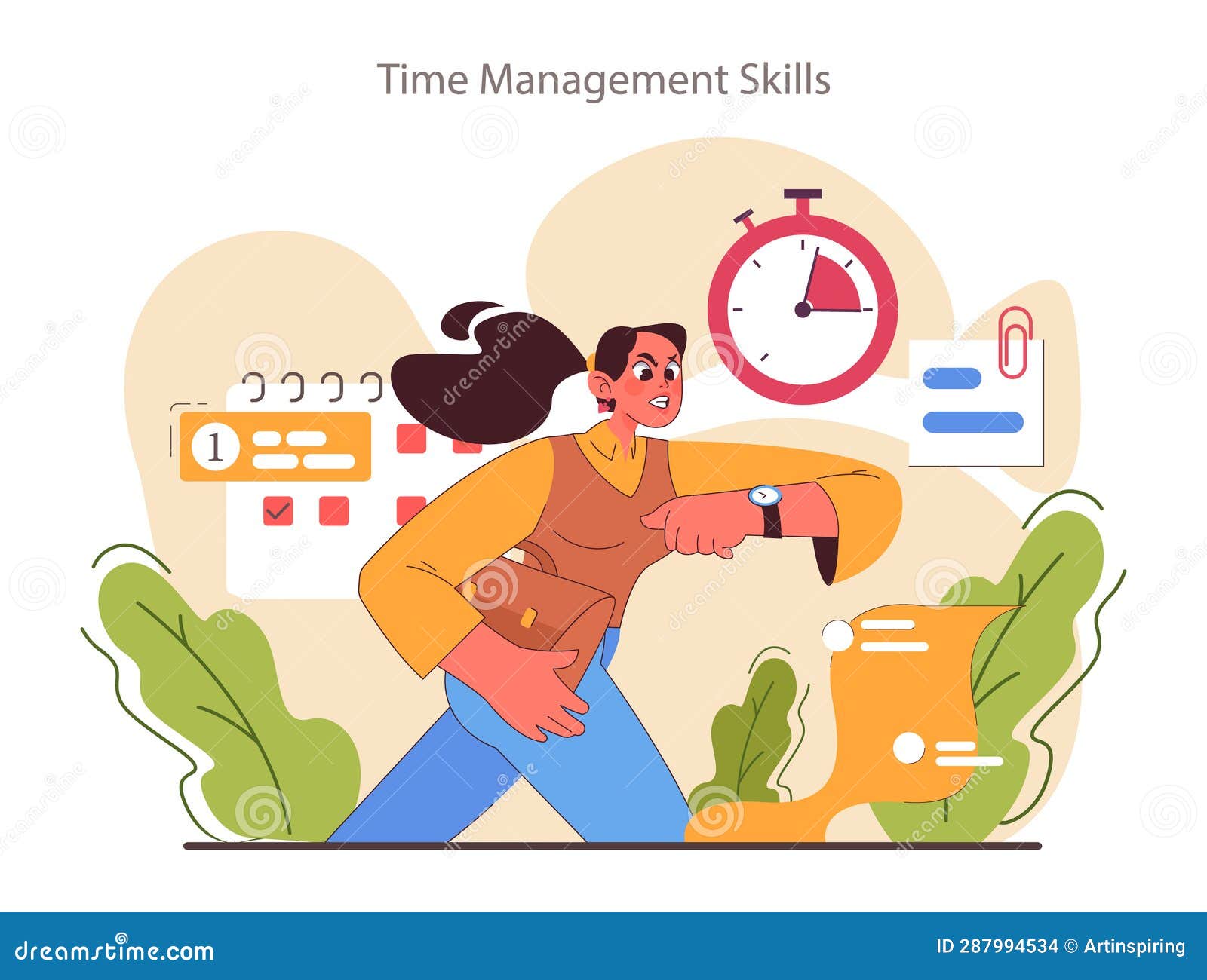 Time Management Skill. Character with Self-discipline Stock Vector ...