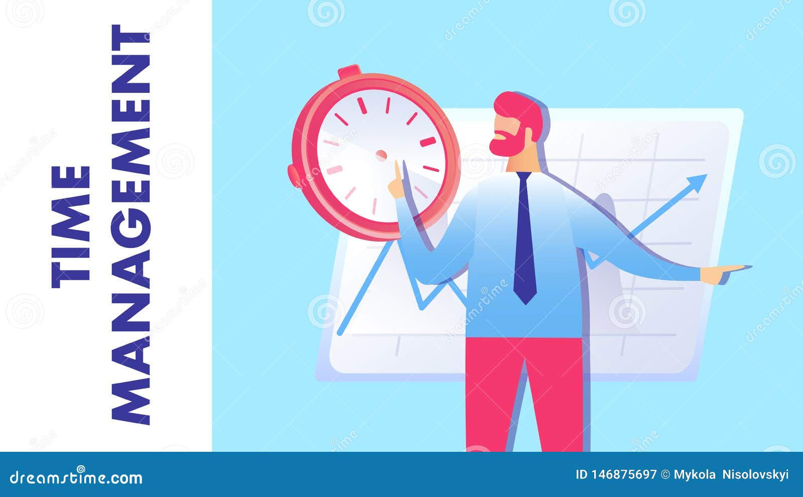 Time Management Strategy Flat Vector Illustration Stock Vector ...