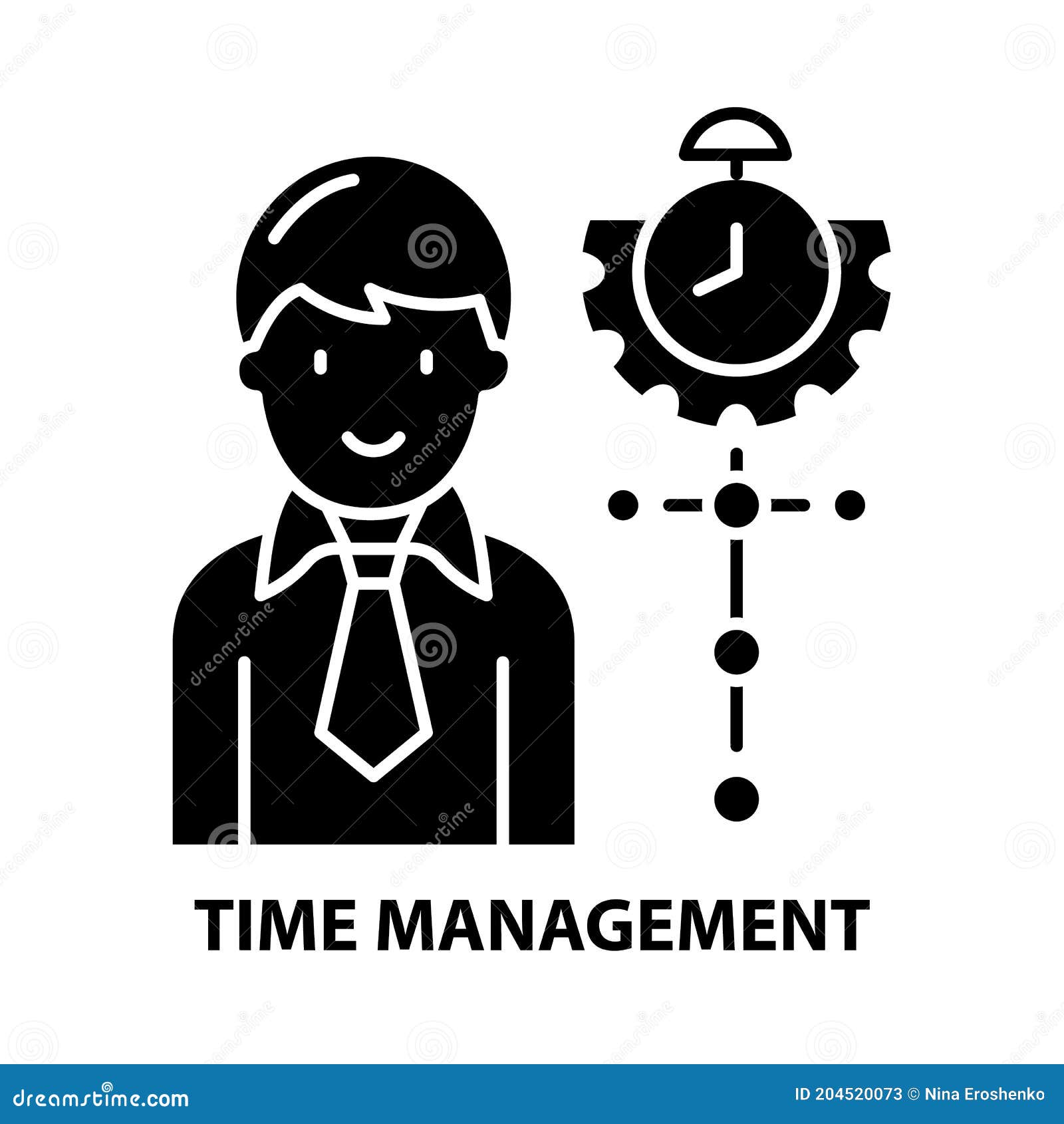 Time Management Symbol Icon, Black Vector Sign with Editable Strokes ...