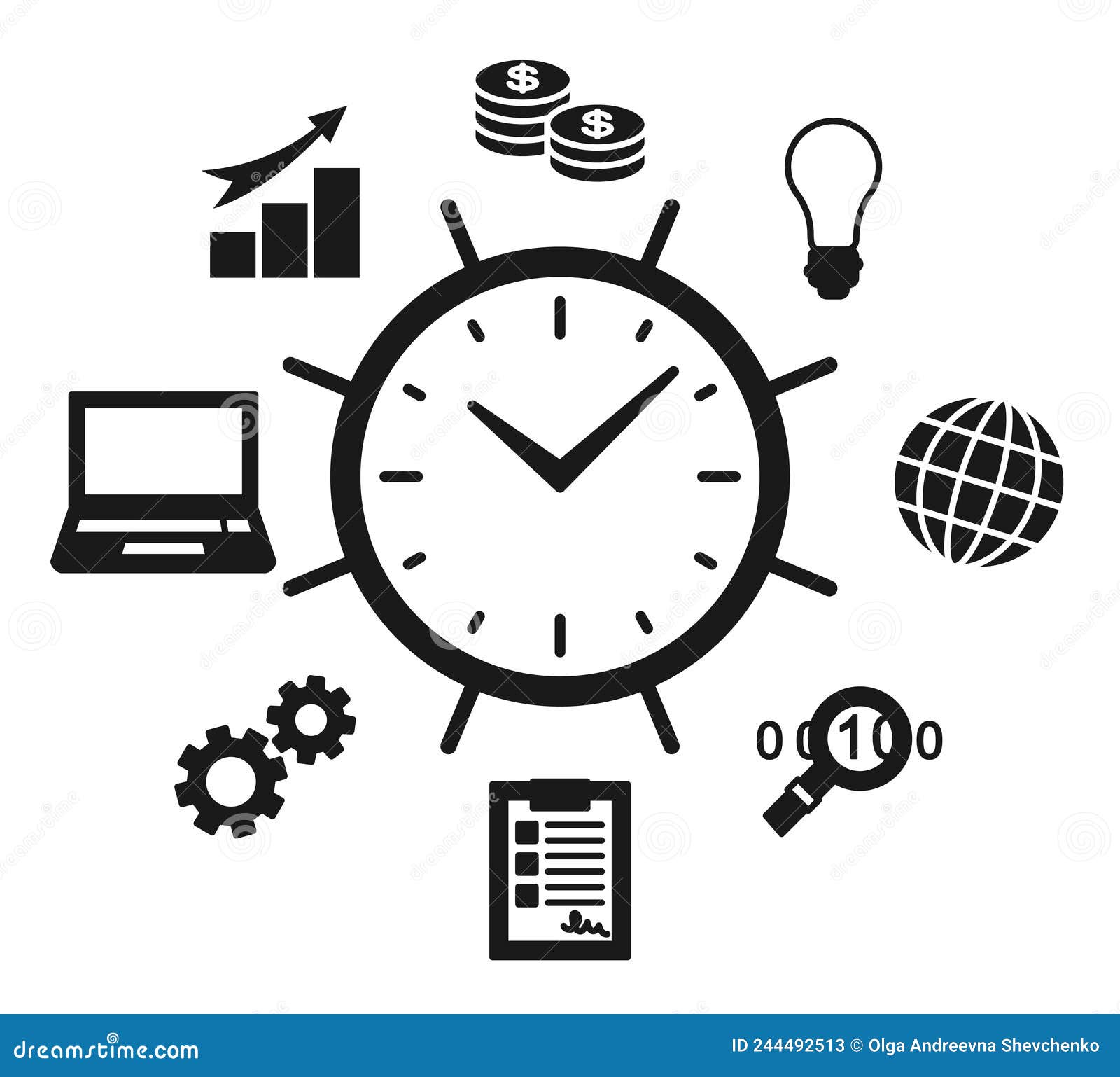 Time Management Themed Black and White Poster Stock Vector ...
