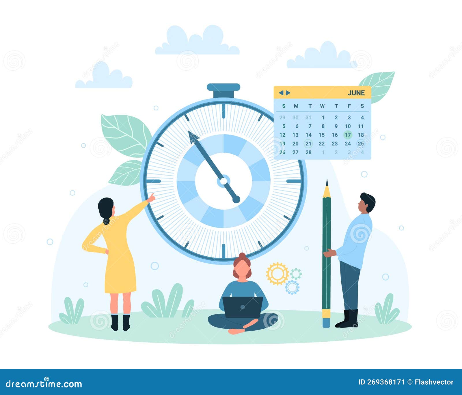 People Control Time. Business Team Manage Tasks And Work Efficiently ...