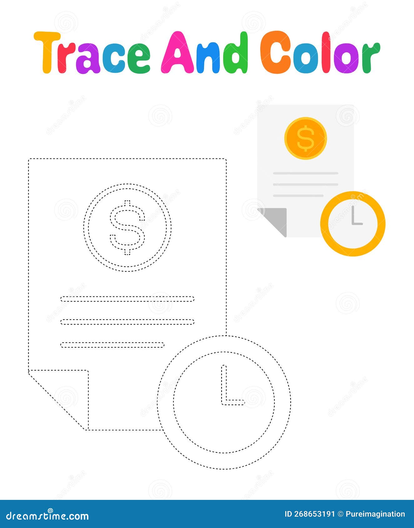 Time Management Tracing Worksheet for Kids Stock Vector - Illustration ...