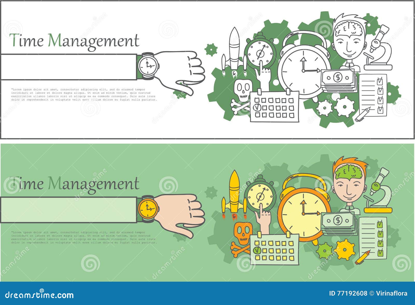 Time management stock vector. Illustration of flat, design - 77192608