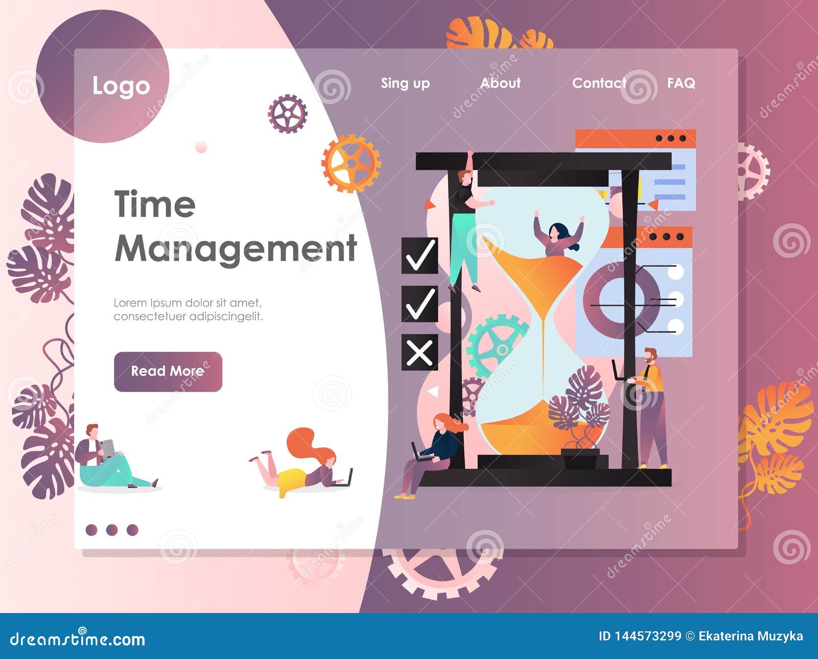 Time Management Vector Website Landing Page Design Template Stock ...