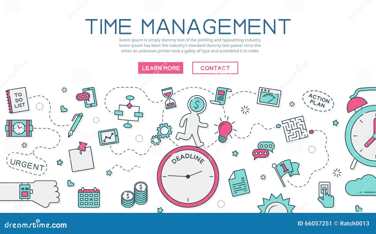 Time Management for Website Banner and Landing Page Stock Vector ...