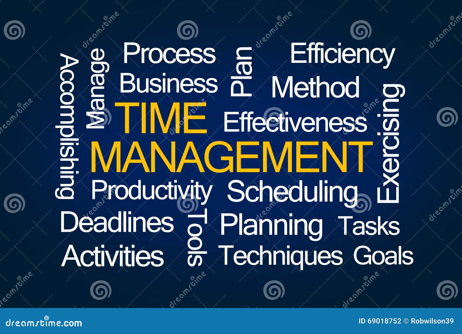 Time Management Word Cloud stock photo. Image of today - 69018752