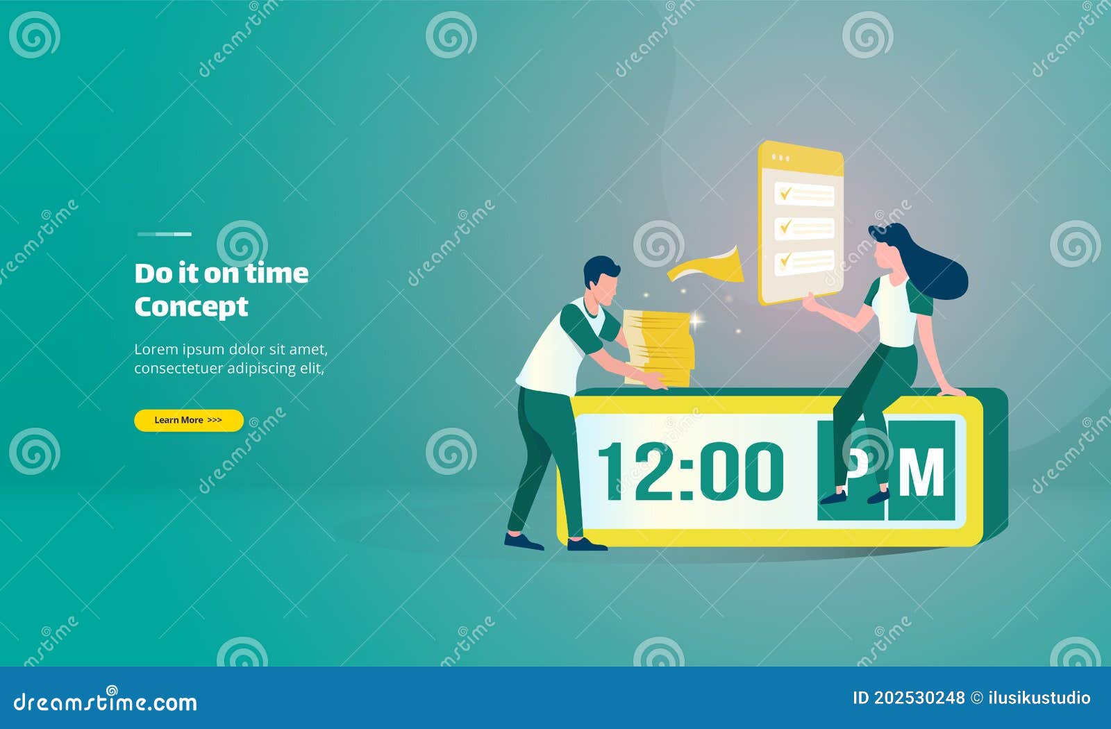 Finish Work on Time for Office Business Illustration Concept Stock ...