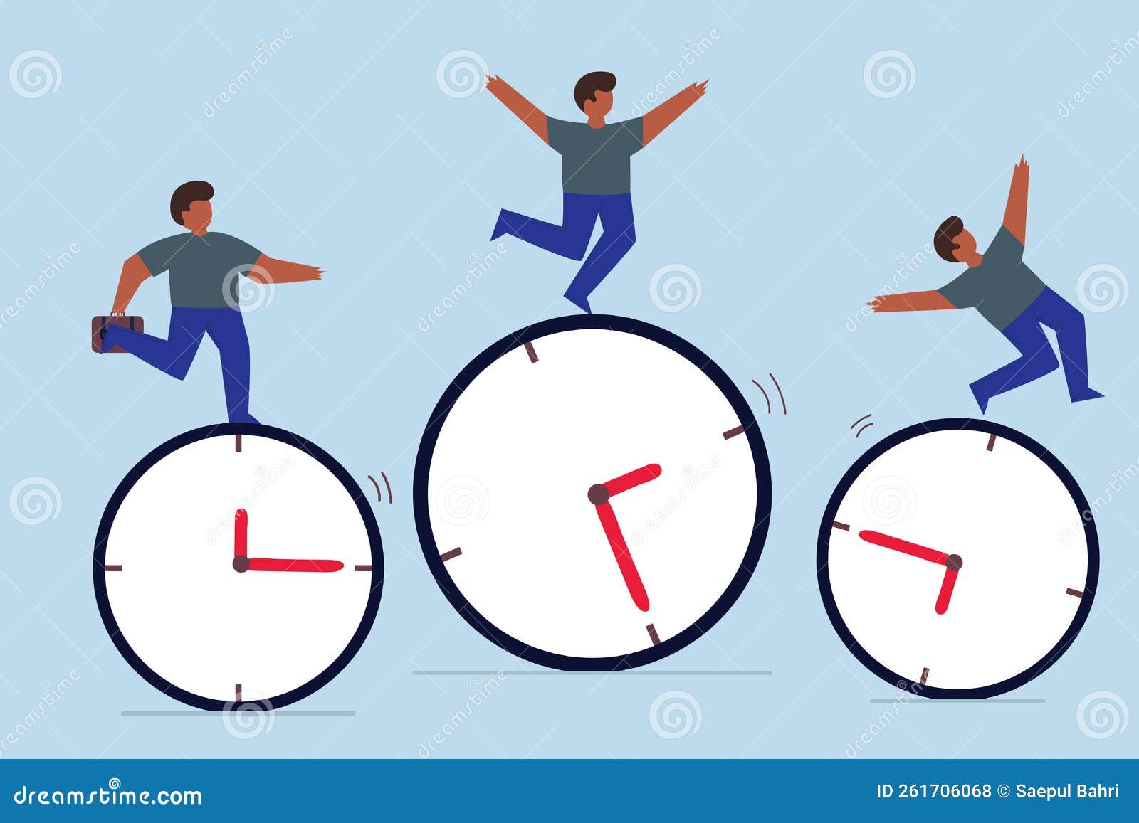 Time Management, Work Schedule And Deadline. Businessmen Riding Rolling ...