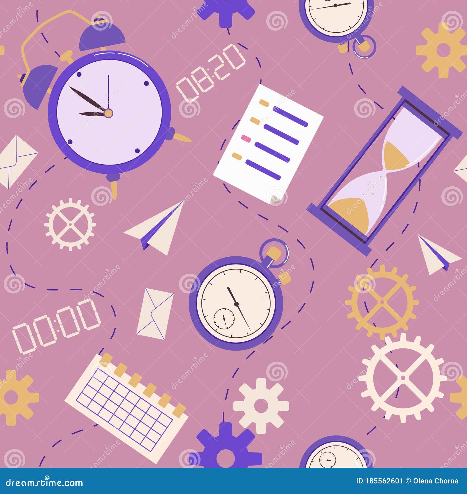 Time Managemment Seamless Pattern. Background for Planning and Business ...