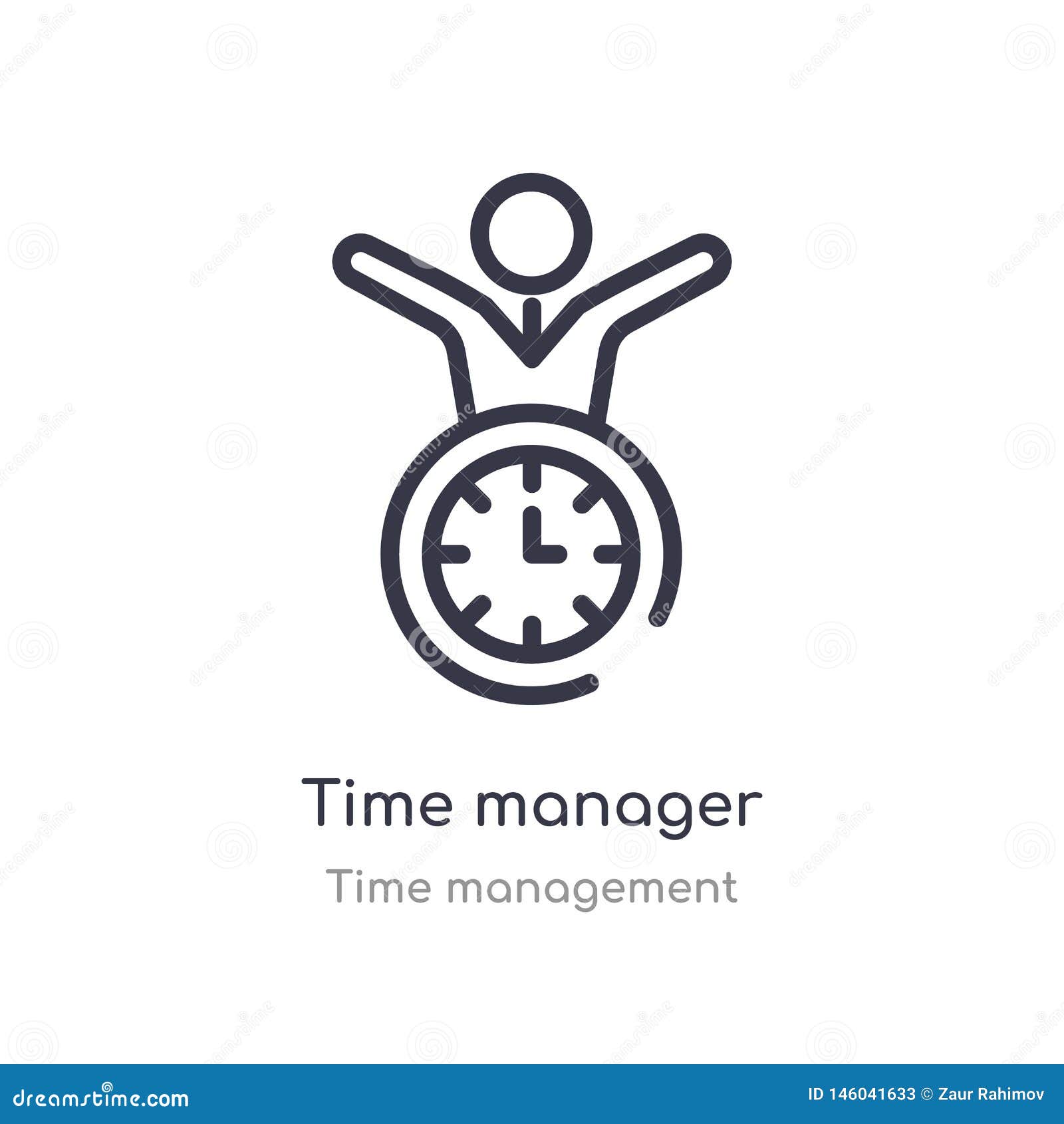 Time Manager Outline Icon. Isolated Line Vector Illustration from Time ...