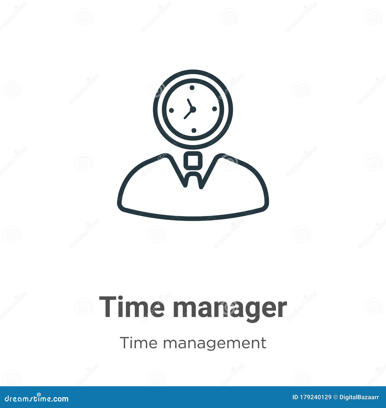 Time Manager Outline Vector Icon. Thin Line Black Time Manager Icon ...