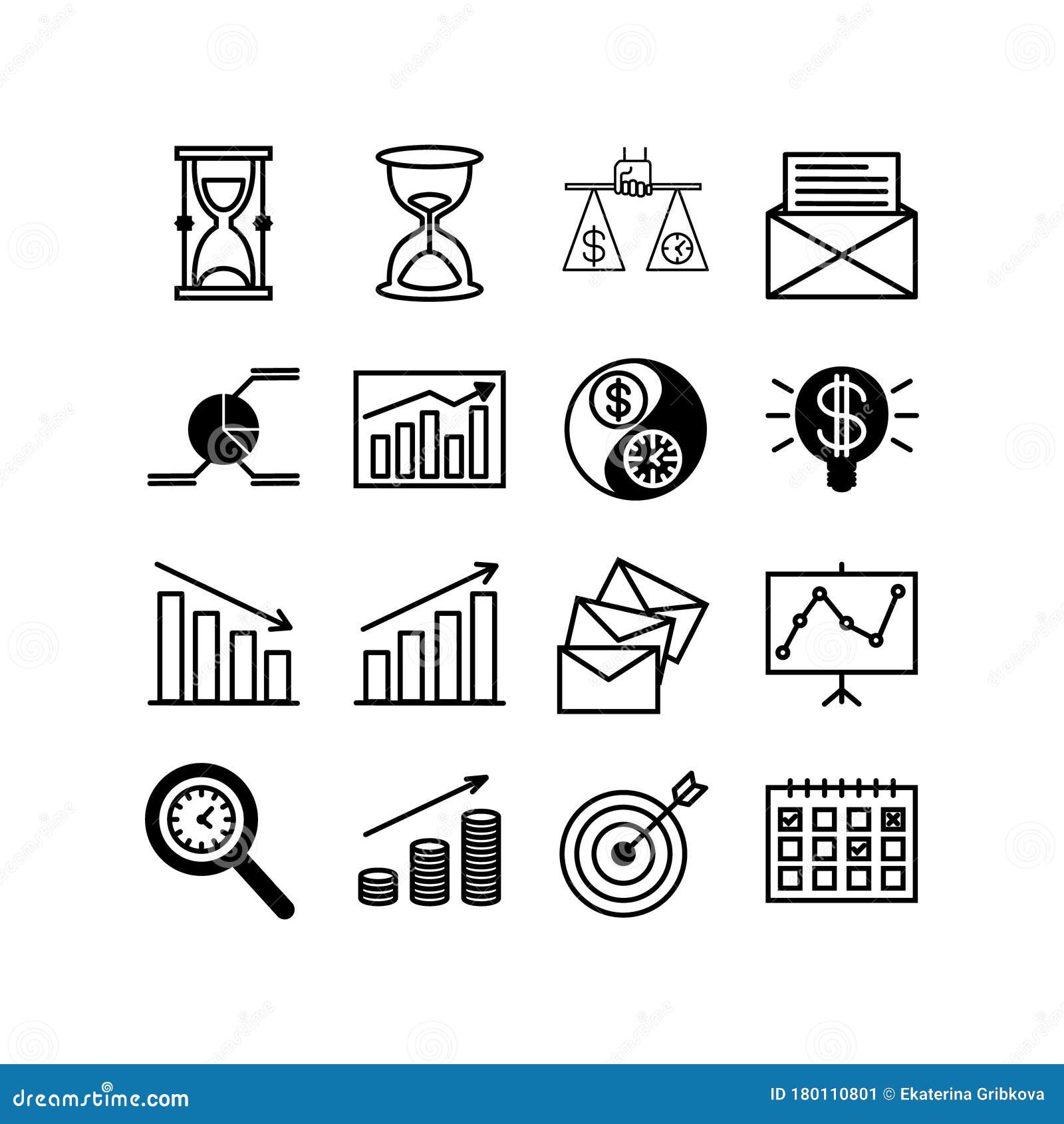 Time managment icon set stock vector. Illustration of optimization ...