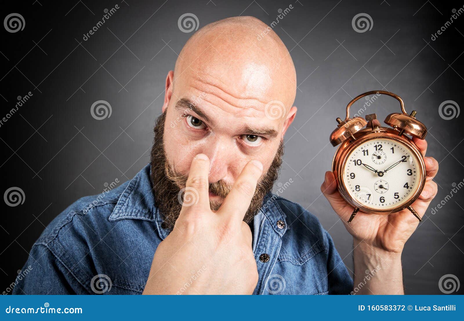Time Is Marching On. Senior Man Looking At Clock. Bearded Man With ...