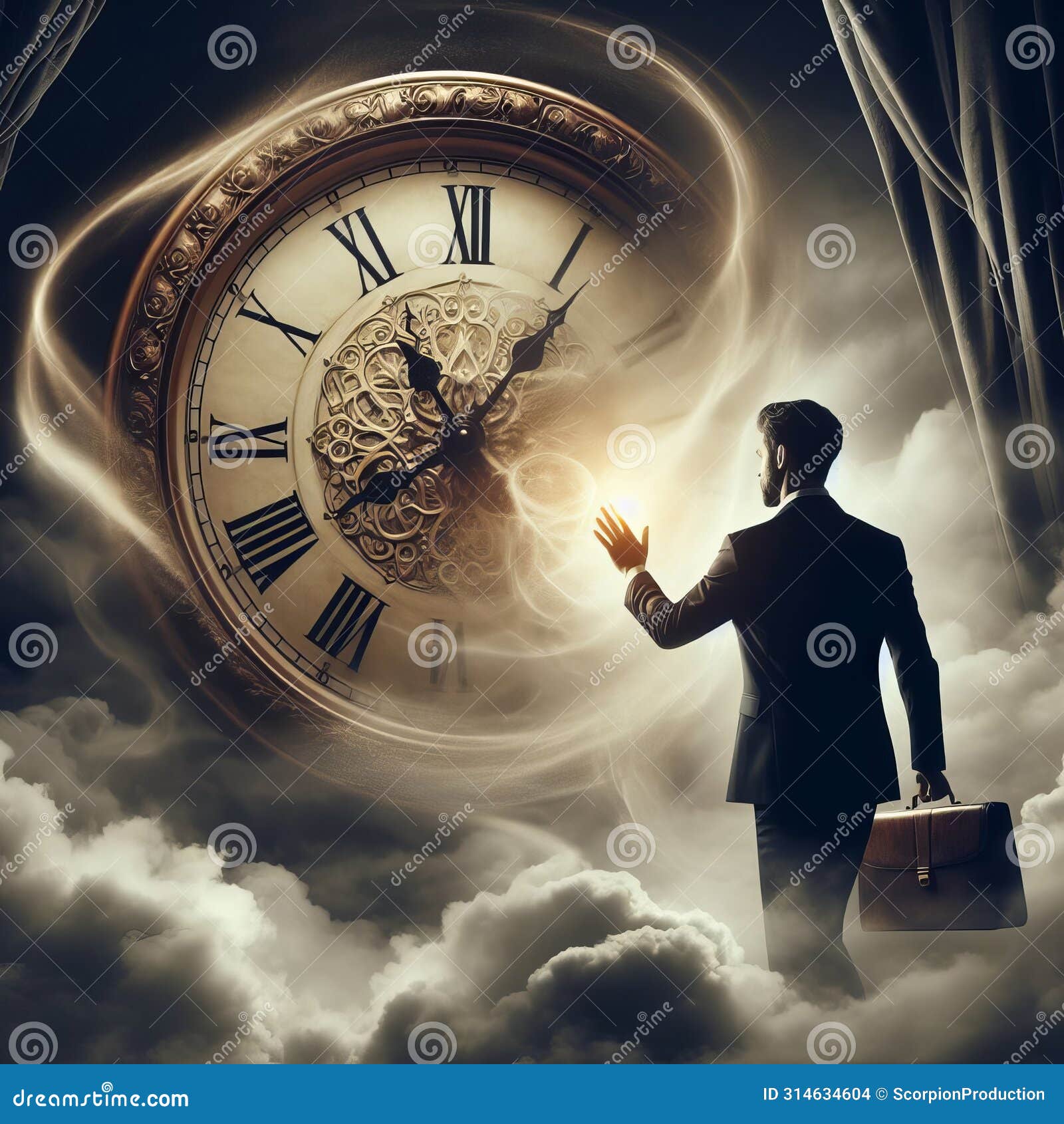 Time Master Touching the Clock Vortex Stock Illustration - Illustration ...