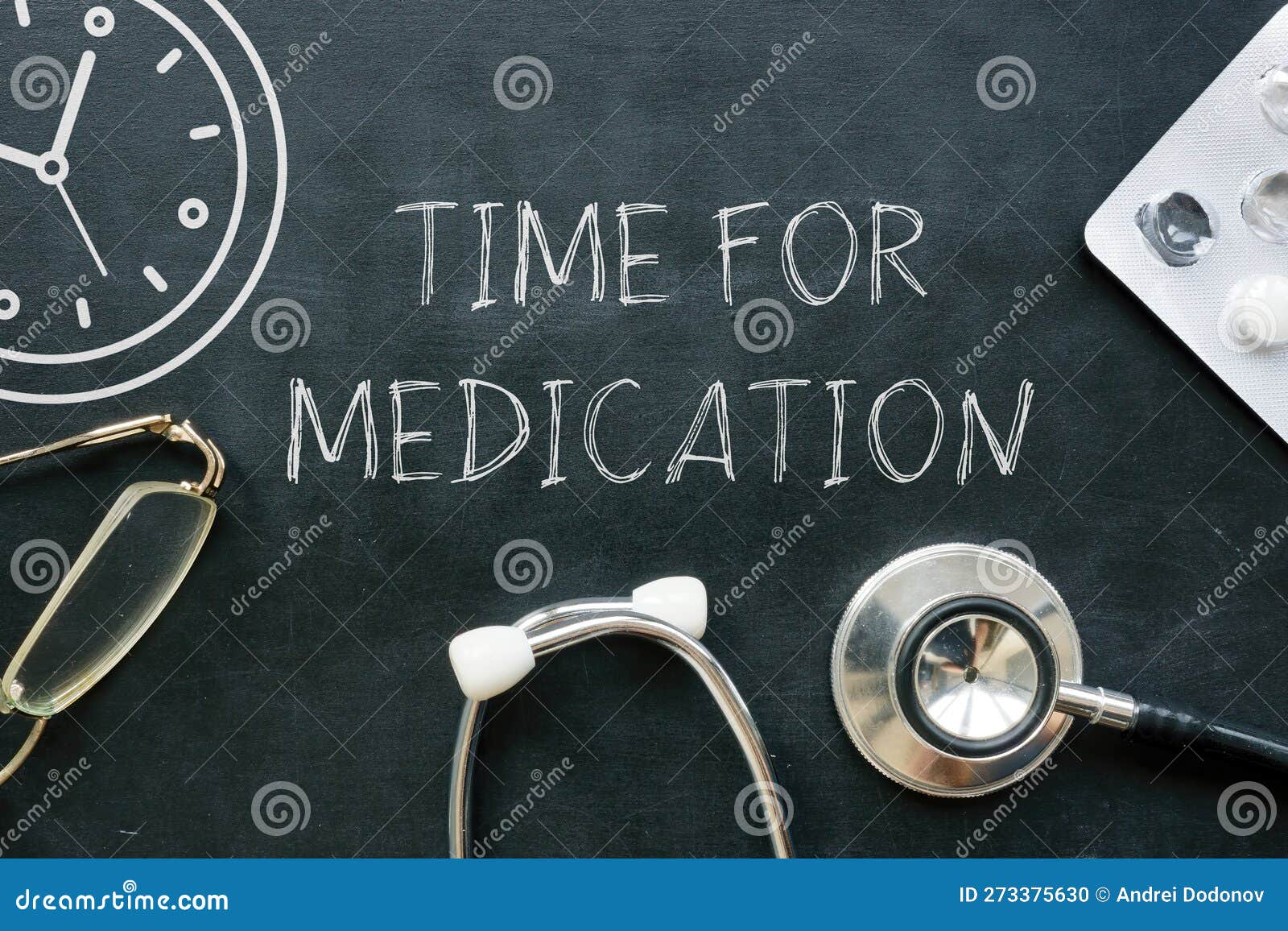 Time for Medication is Shown Using the Text Stock Photo - Image of ...