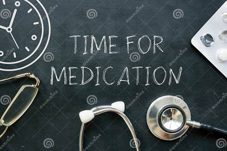 Time for Medication is Shown Using the Text Stock Photo - Image of ...