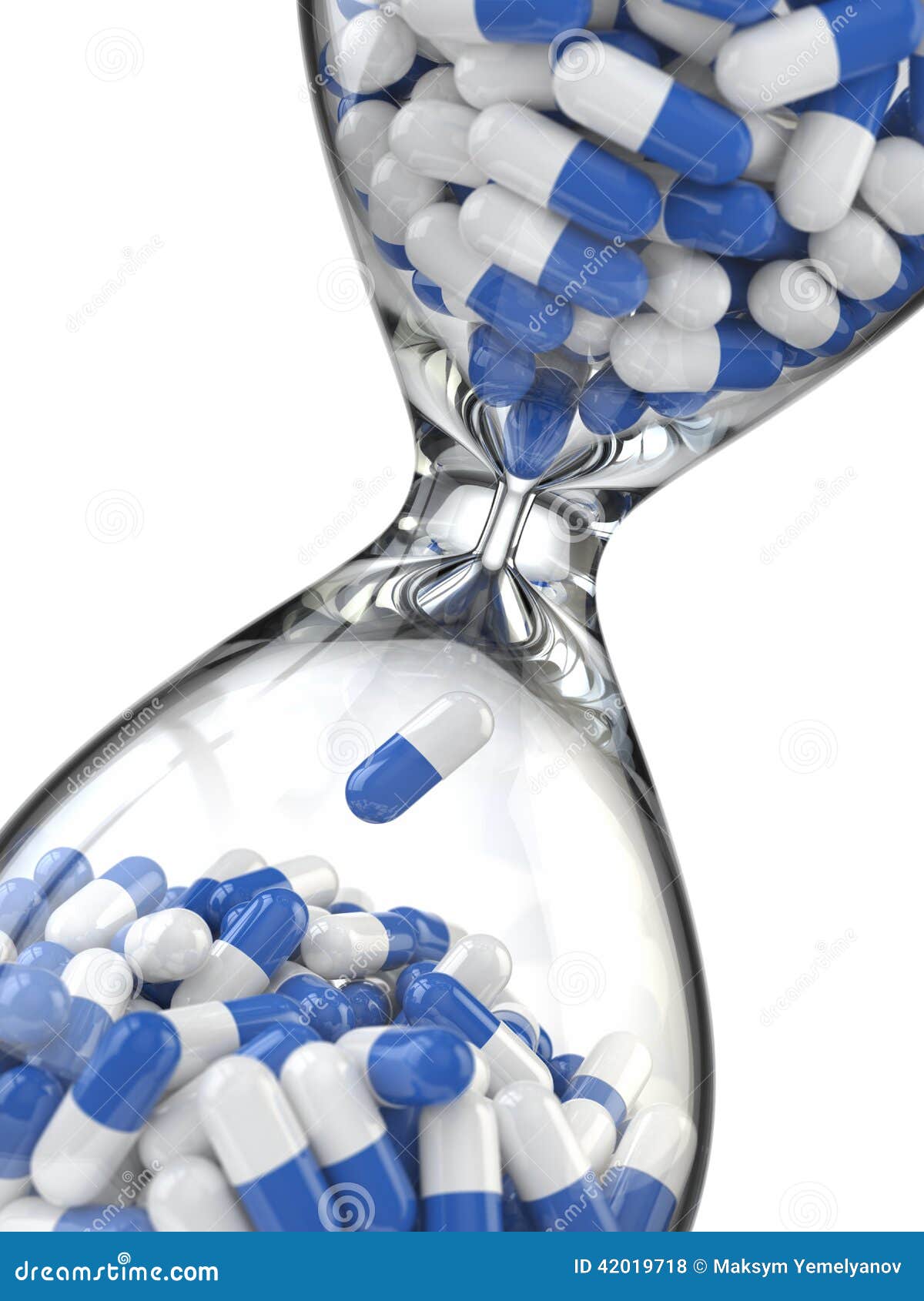 Time of Medicine. Pills in Hourglass Stock Illustration - Illustration ...