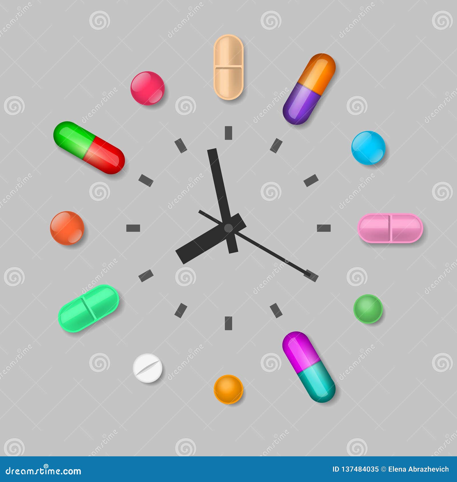 Time of medicines intake stock vector. Illustration of healthcare ...