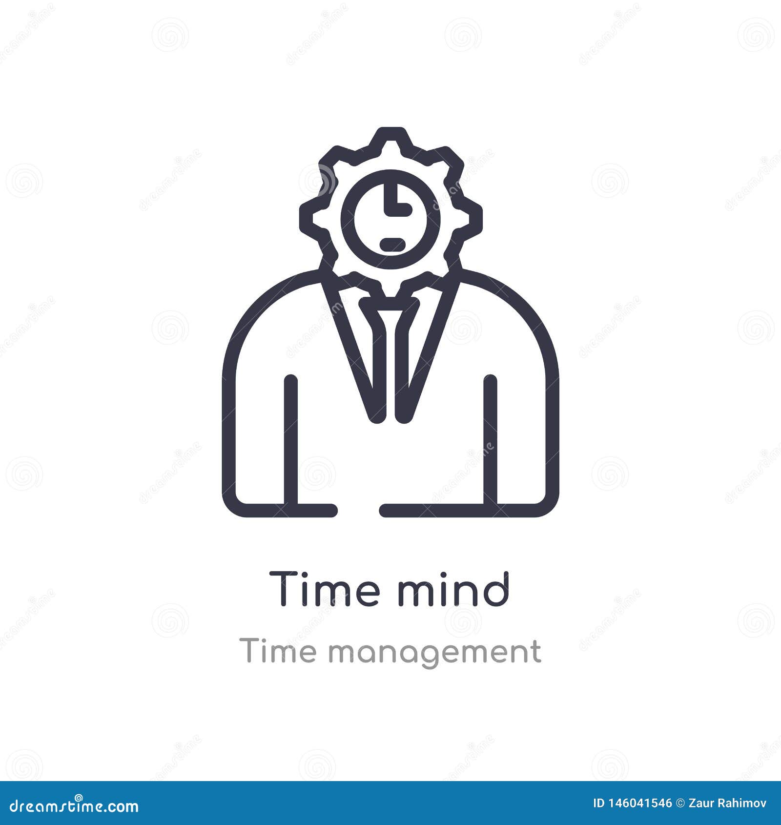 Time Mind Outline Icon. Isolated Line Vector Illustration from Time ...