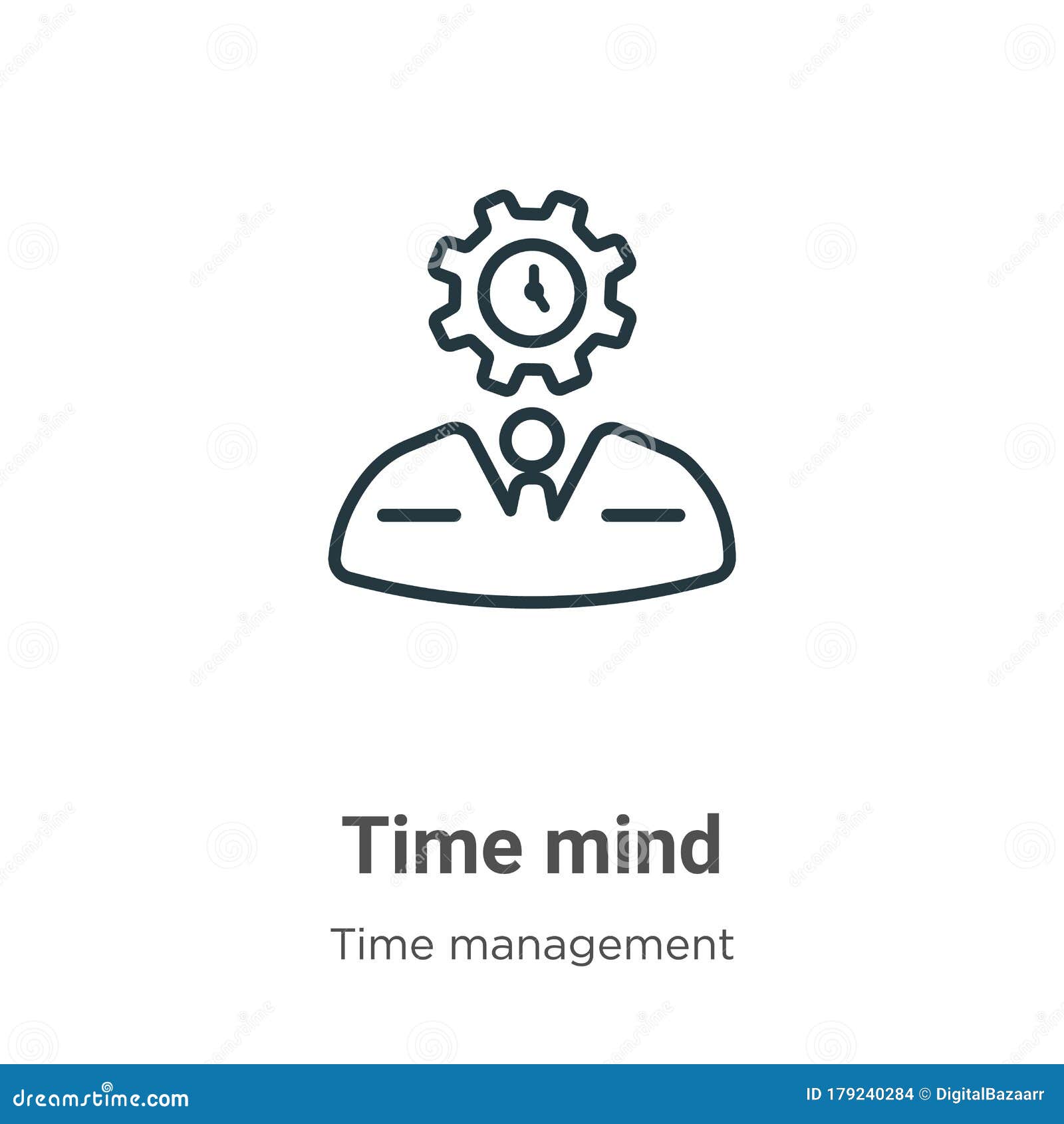 Time Mind Outline Vector Icon. Thin Line Black Time Mind Icon, Flat ...