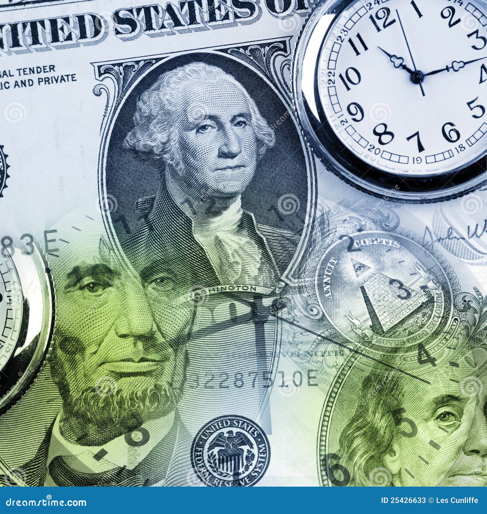 Banknotes And Clocks Stock Photography | CartoonDealer.com #2532680