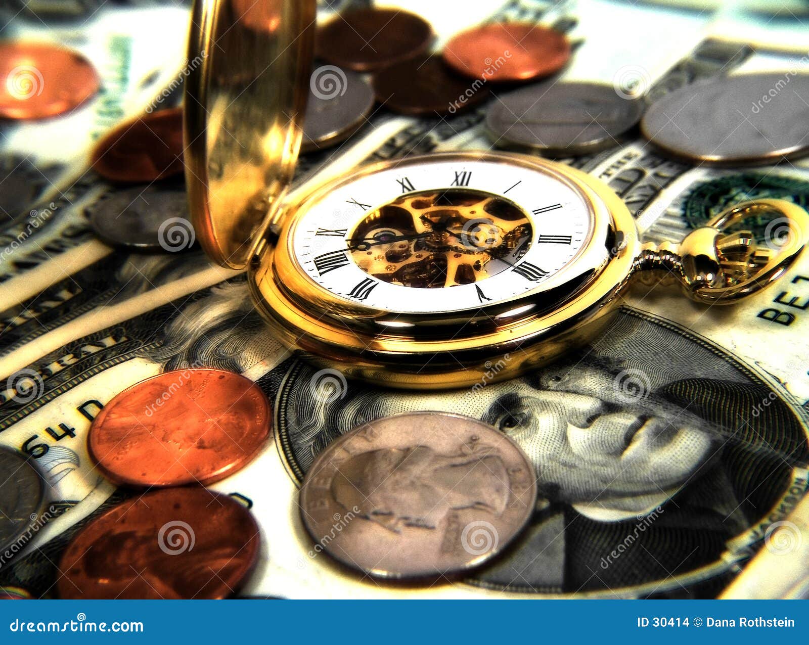 Time is Money stock photo. Image of watch, currency, finance - 30414