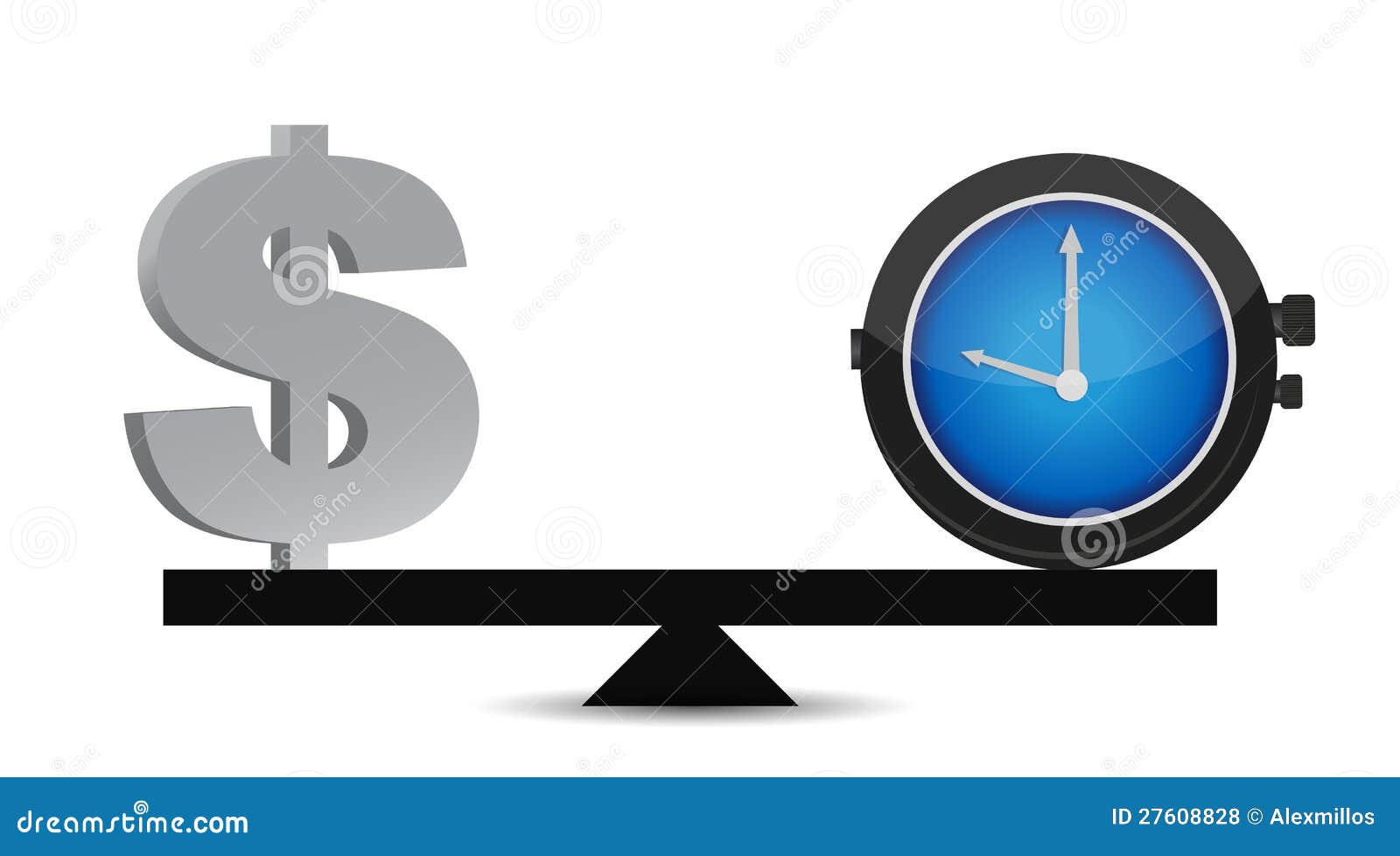 Time and Money on a Balance Stock Illustration - Illustration of sign ...
