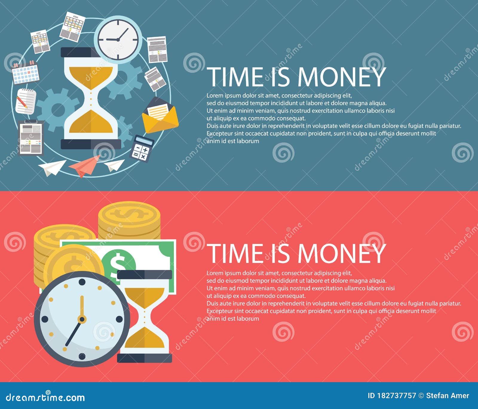 Time is Money Business Concept in Modern Flat Design. Eps10 Vector ...