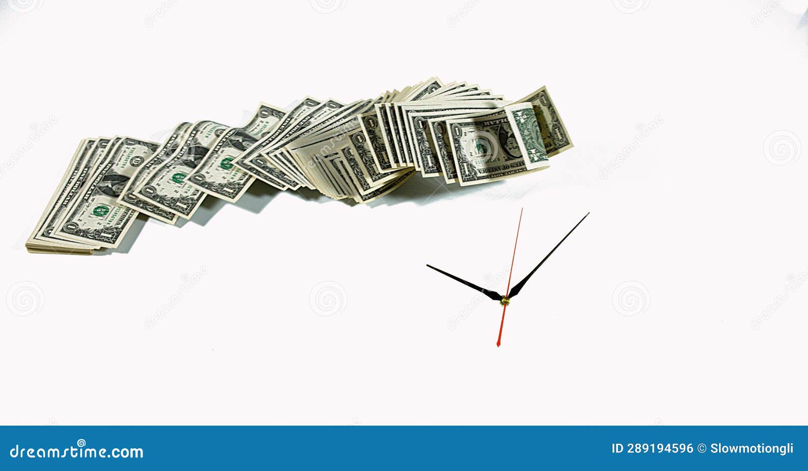 Time is Money, Clock and American Dollars Notes Stock Photo - Image of ...
