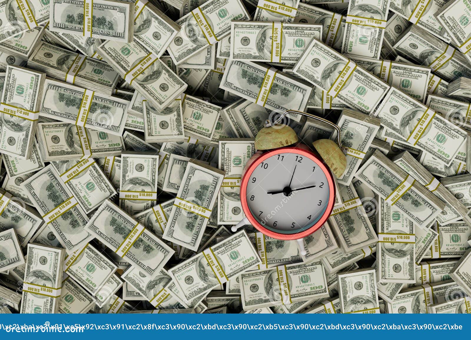 Time is Money. Clock on the Background of Patterns of Paper Dollars ...