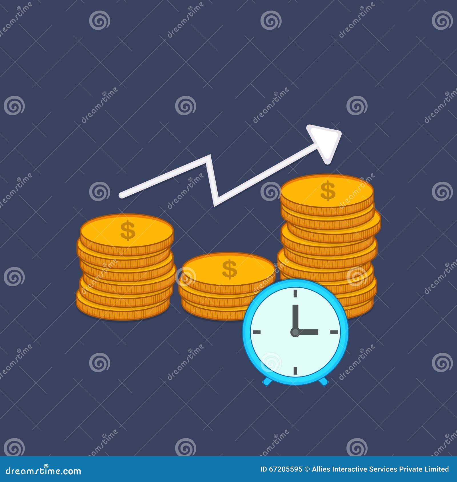 Time is Money with Clock and Currency. Stock Illustration ...