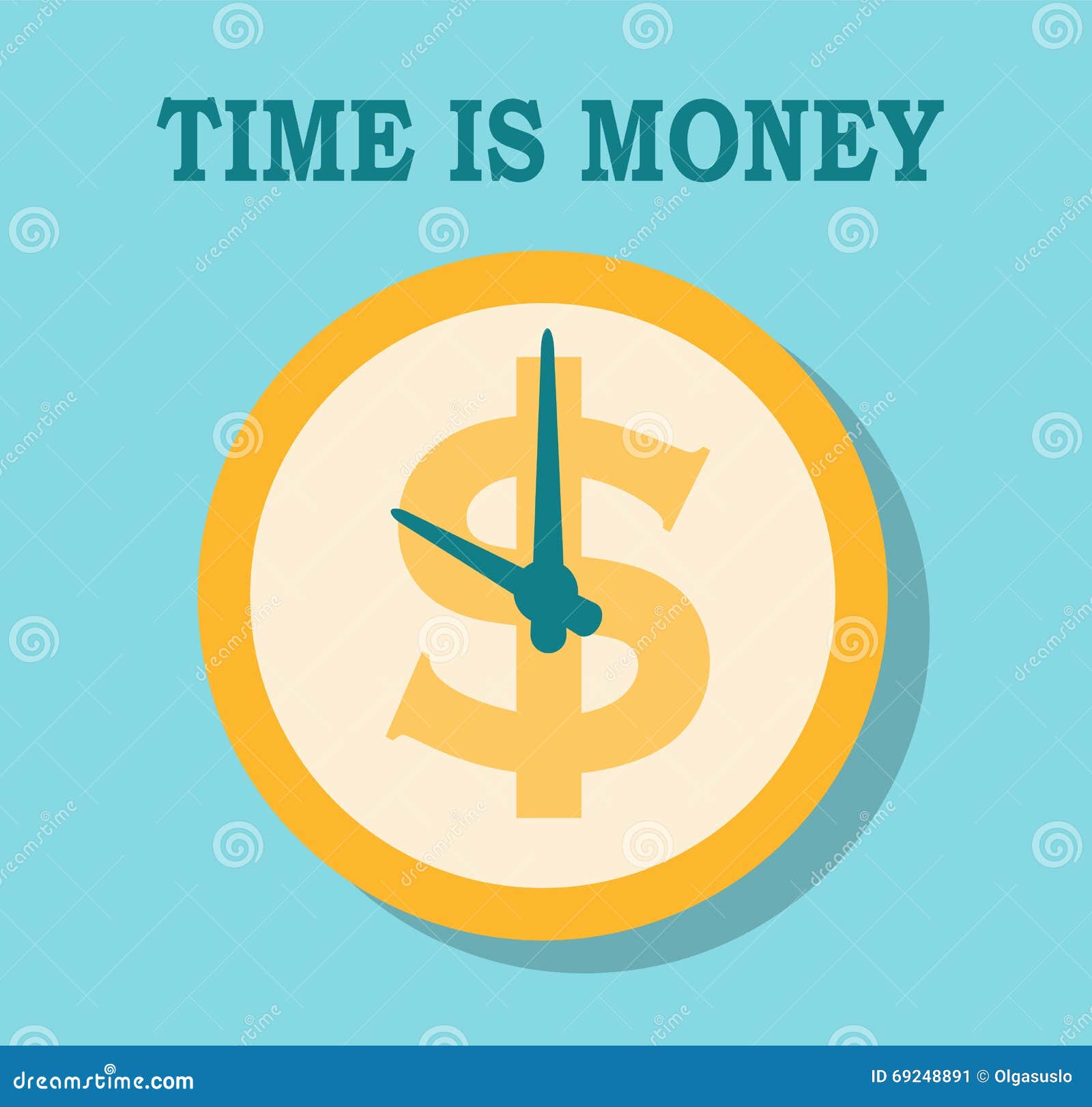 Time and money stock vector. Illustration of clockwise - 69248891
