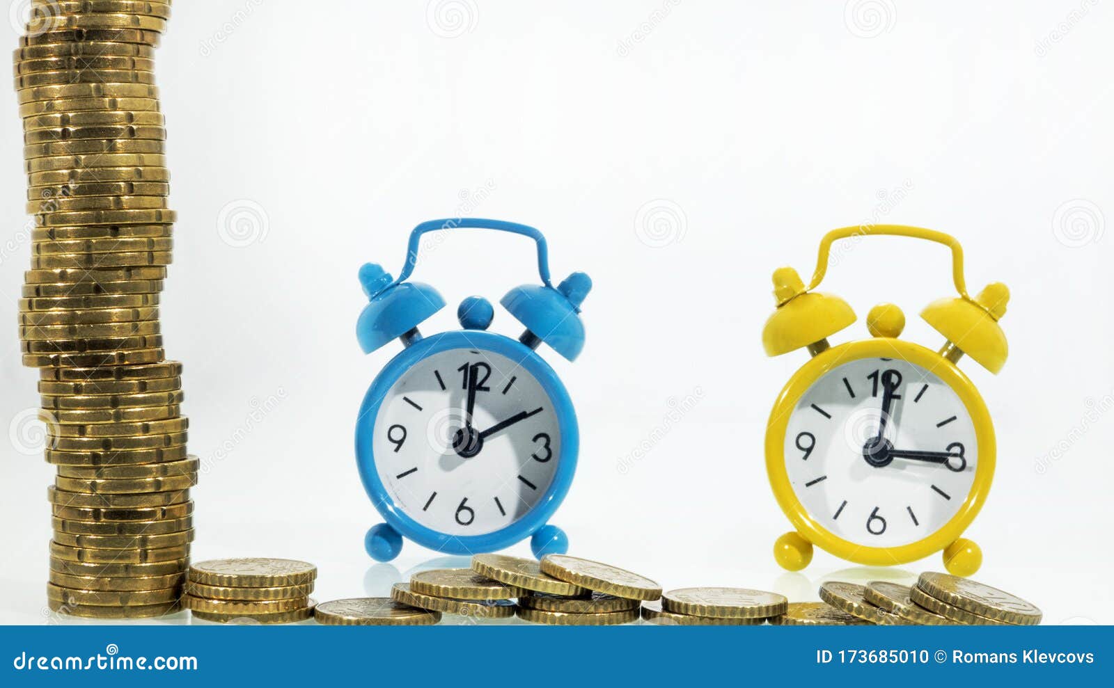 TIME is MONEY Concept: Alarm Clock and with Coins Stock Photo - Image ...